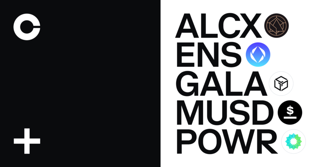 Alchemix (ALCX), Ethereum Name Service (ENS), Gala (GALA), mStable USD (MUSD) and Power Ledger…