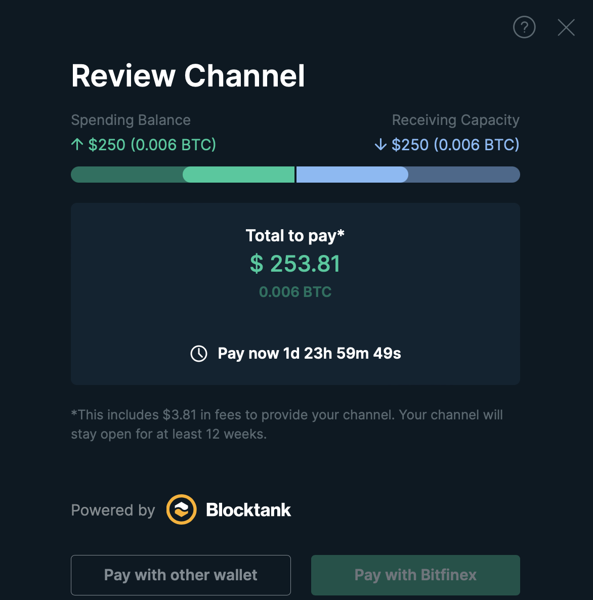 Getting Started With Blocktank’s Lightning Channel Service on Bitfinex